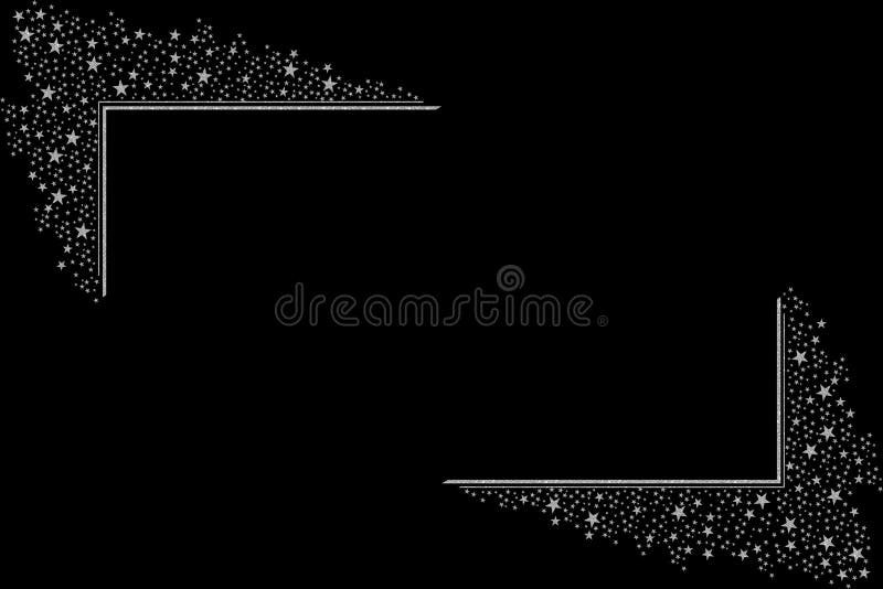 Square or Rectangular Frame with White Silver Sparkle Glitter Stars 11 ...