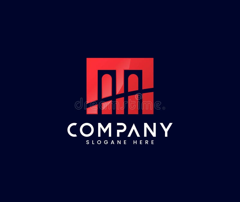 Square Red Gradient Bridge Corporation Logo Design Stock Vector ...