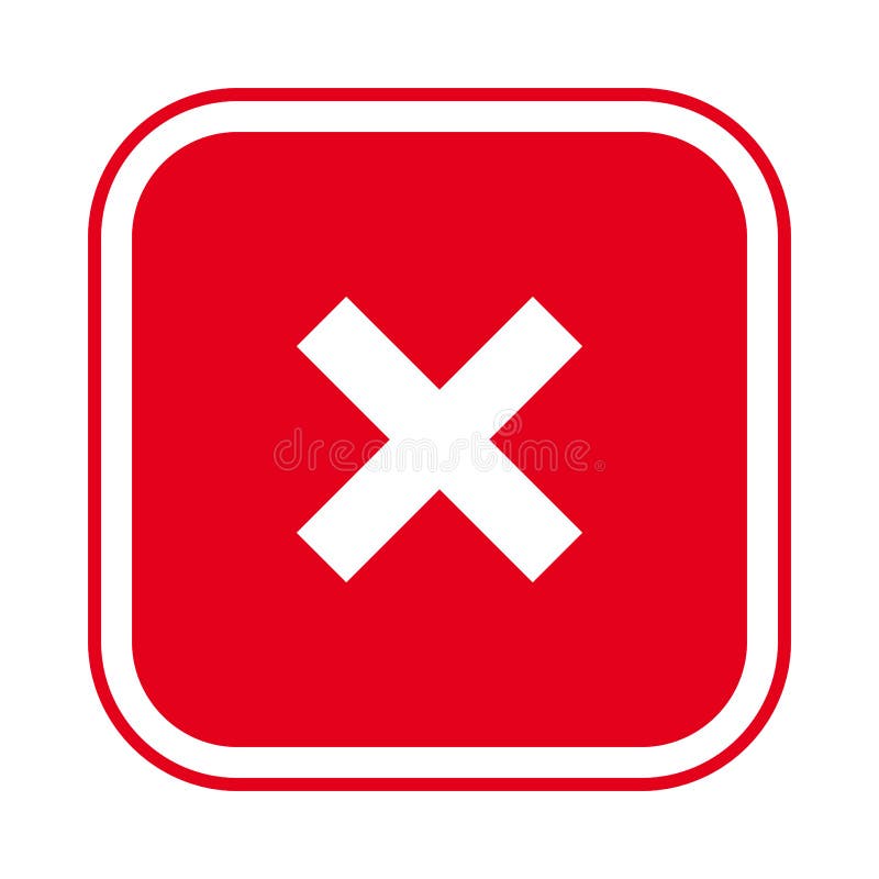 Square Red X Mark Icon, Button, Cross Symbol on White Background Stock ...