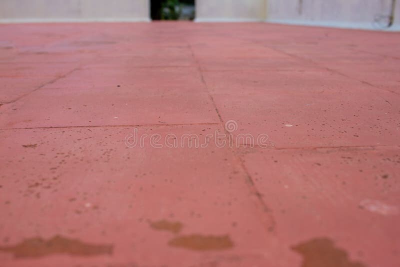 Square Red Tiles on the Terrace Floor Stock Photo - Image of design ...