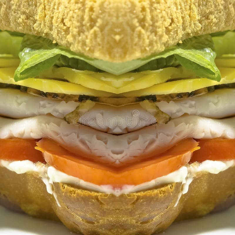 Square Sandwich On A Plate With A Blue Border And A Knife. White ...