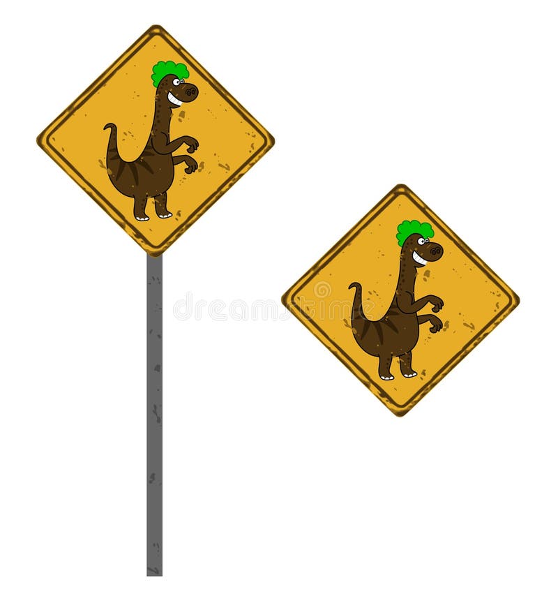 Dinosaur Road Sign Stock Illustrations – 122 Dinosaur Road Sign Stock ...
