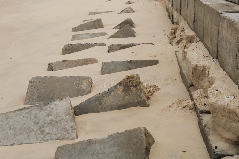 Square Rocks and Walls by the Beach Stock Image - Image of wood, ruins ...