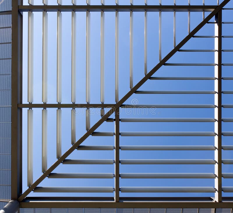 Square Roof Made of Steel with Lights and Shadows Stock Image - Image ...