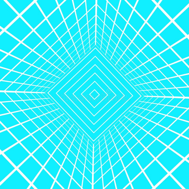 Square Room White Wireframe in Perspective on Blue Background. Hallway ...