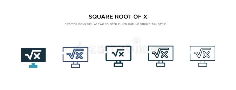 Square Root of X Icon in Different Style Vector Illustration. Two ...
