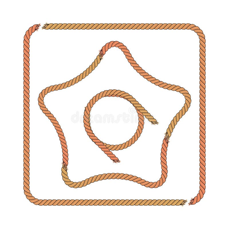 Square Rope Frame, Rope Star and Circle. Vector Illustration Stock ...
