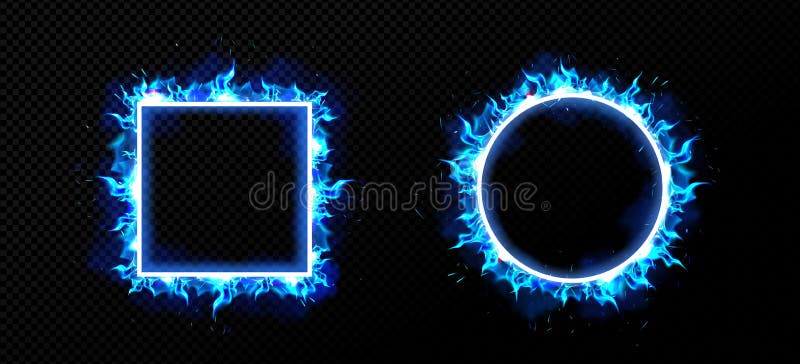 Square and Round Blue Fire Frames Png Stock Vector - Illustration of ...