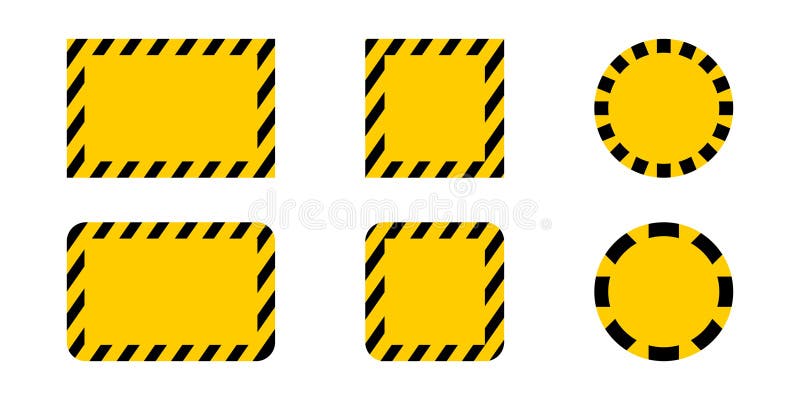 Square, Round and Rectangle Frames with Caution Tape Borders and Blank ...