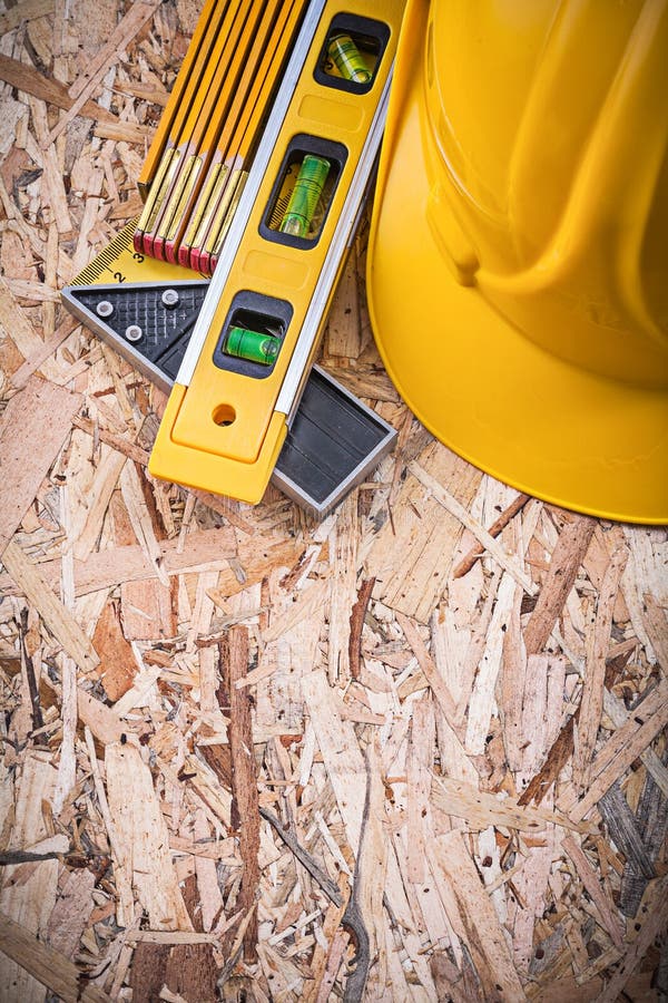 Square Ruler Construction Level Building Helmet Wooden Meter on Stock ...