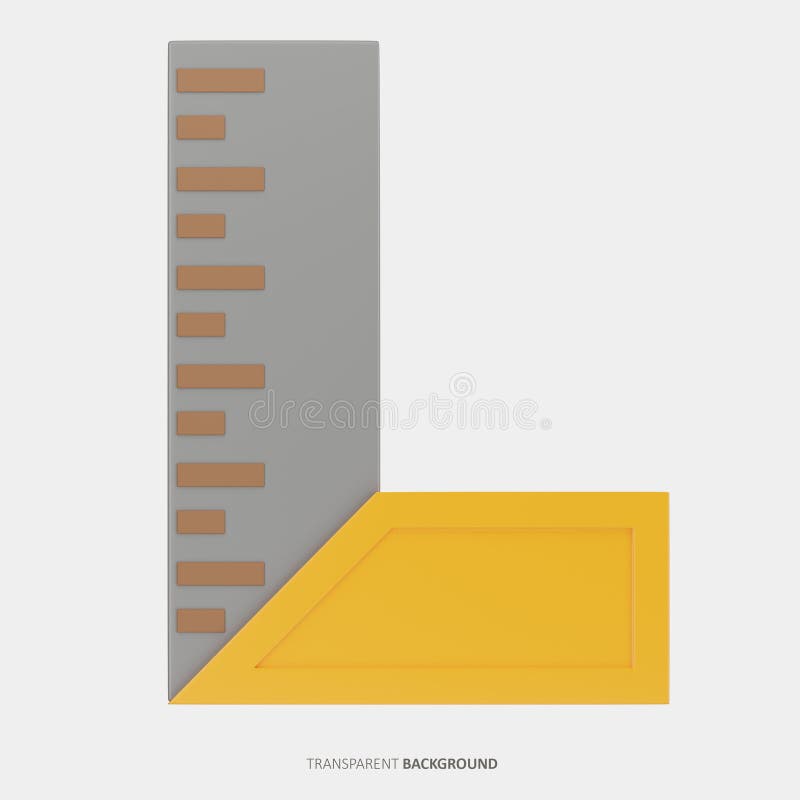 Square Ruler 3D Icon Rendering Transparent Background Stock Photo ...