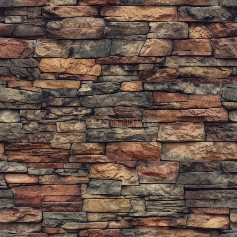 Rustic Stone Wall, Old Stone Texture, Digital Ai Stock Illustration ...