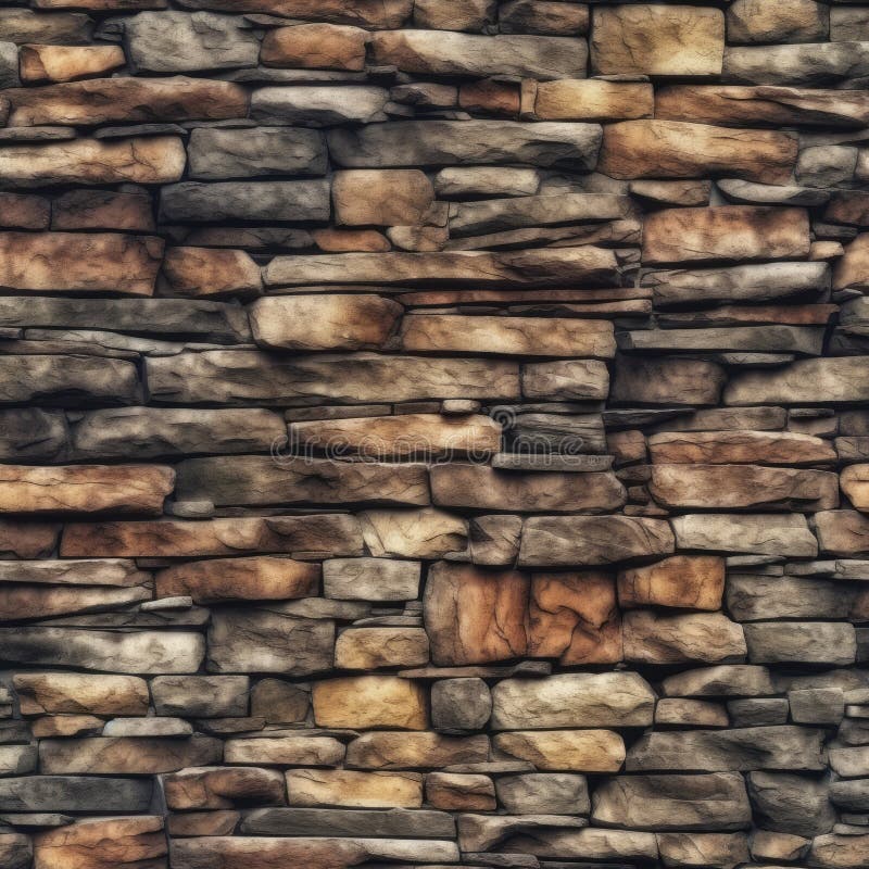 Rustic Stone Wall, Old Stone Texture, Digital Ai Stock Illustration ...