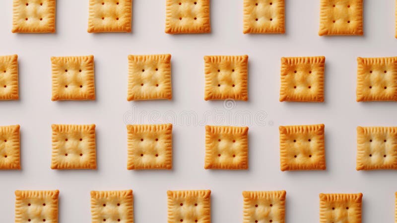 Square Saltine Crackers in a Grid Pattern on a Light Background ...