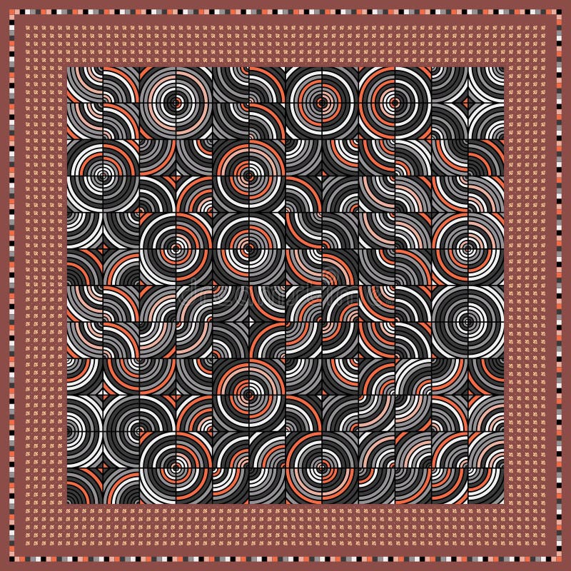 Square Scarf Design with Abstract Circle Line Stock Vector ...