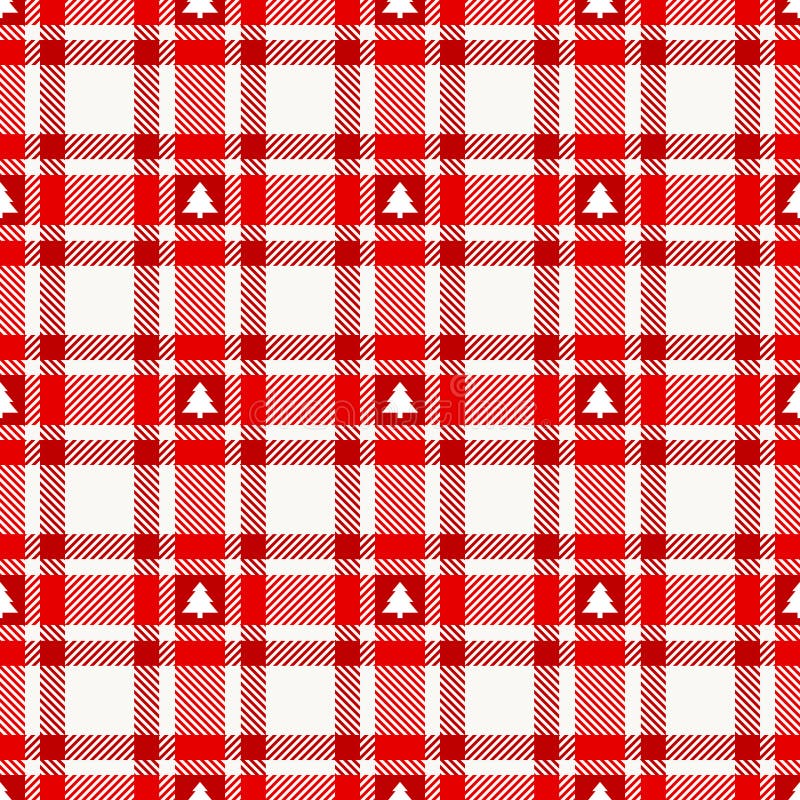 Seamless Christmas Pattern Straight Check with Trees Red and White ...