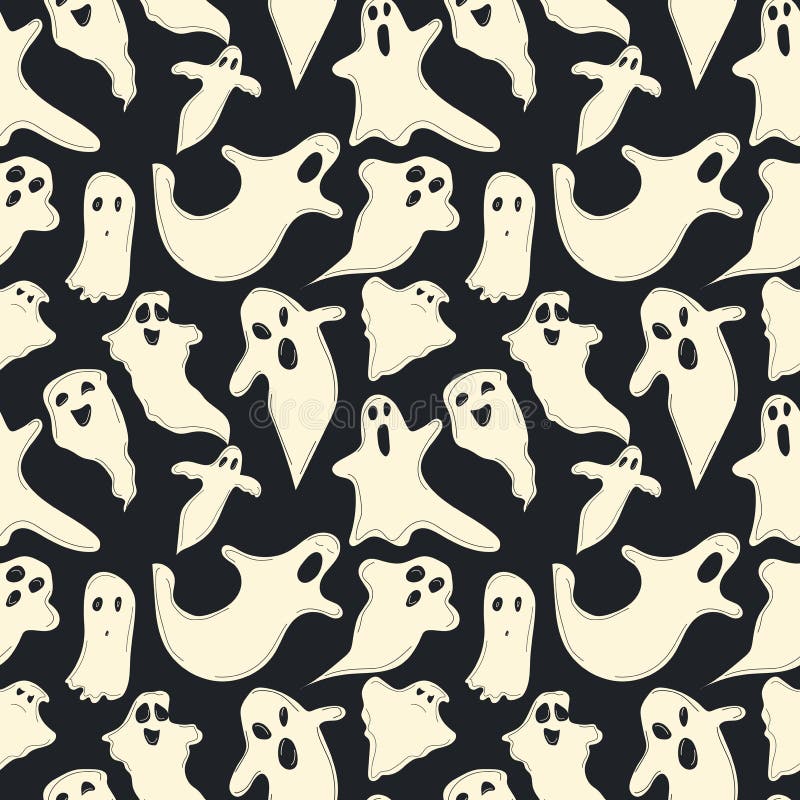 Square Seamless Pattern. Cartoon Halloween Ghost, Ghosted Spooky Spirit ...