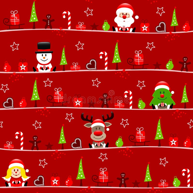 Seamless Pattern Christmas Figures with Angel Red Stock Vector ...