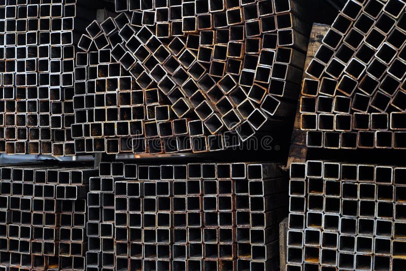 Square Section Steel Closed Profiles Metal Structures in Stack Stock ...