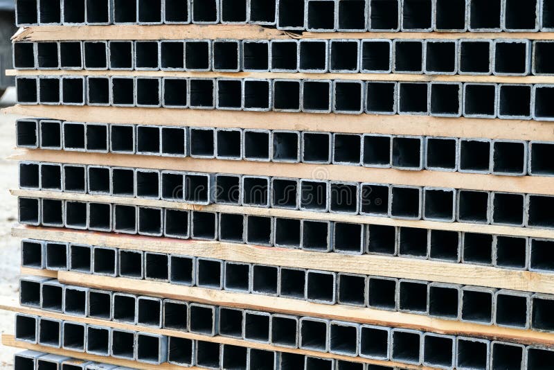 Square Section Steel Closed Profiles Metal Structures in Stack Stock ...