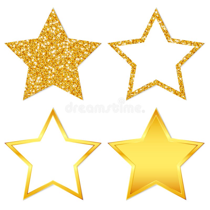 Square Set of Four Straight Stars Frame Sparkling Gold Silver Red Green ...