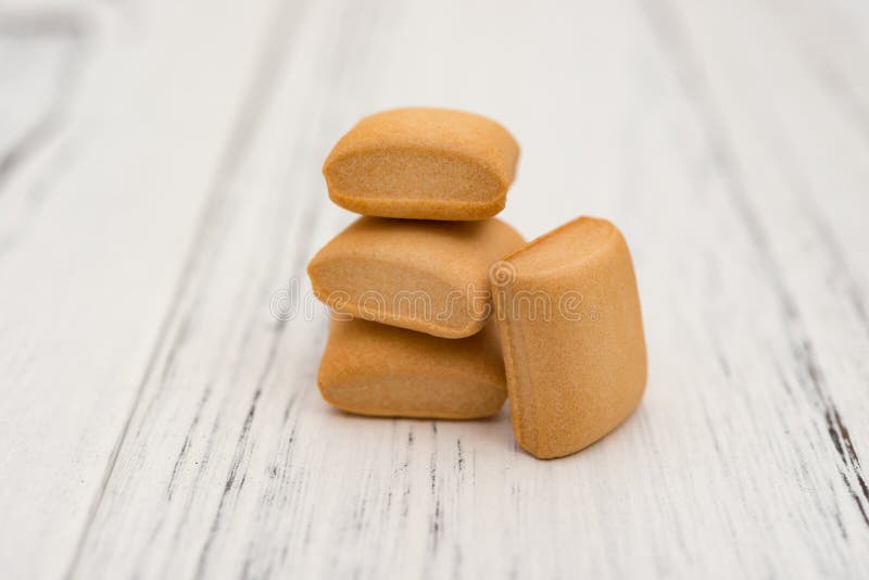 Square Shape Biscuit Stacks Up on White Stock Image - Image of cookies ...