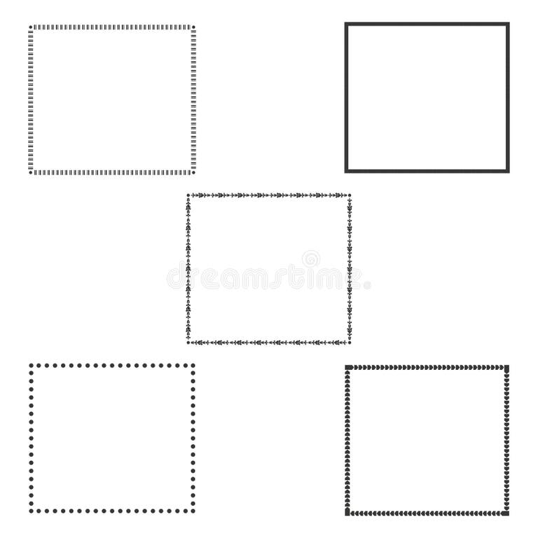 Square Shape Borders. Dotted and Lined Patterns. Delicate Frame ...