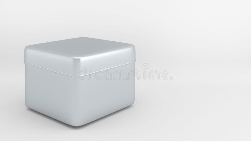 Square Shape Cans Silver Material on a White Background,isolated on ...