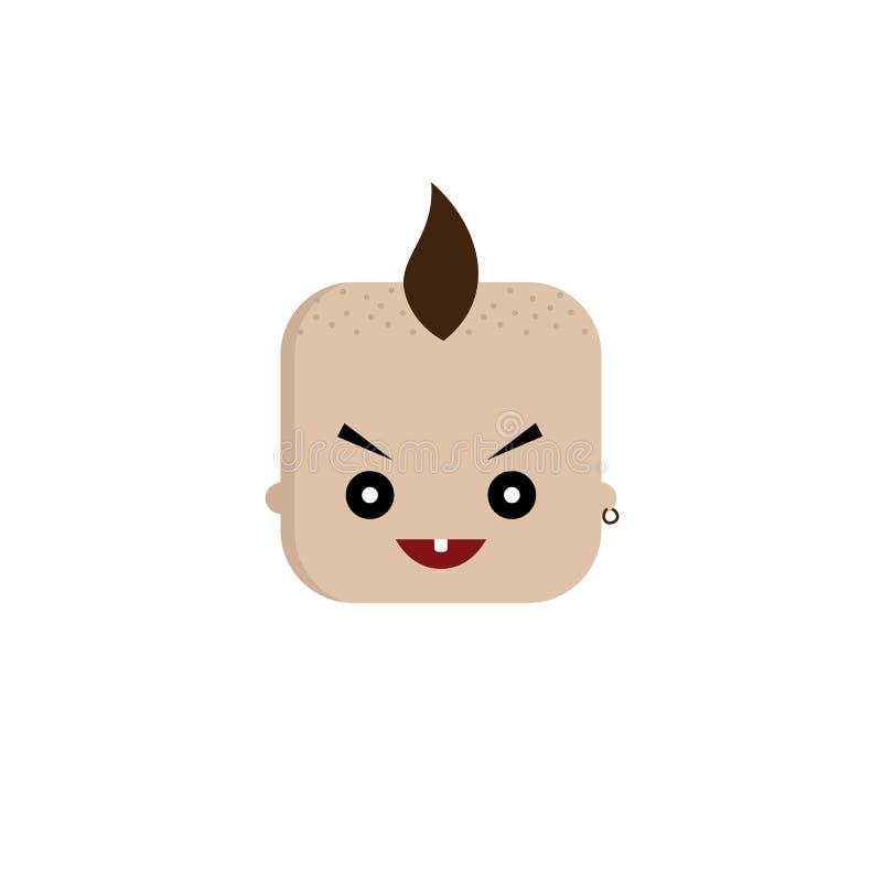 Square Shape Funny Expression Cartoon Head Stock Illustration ...