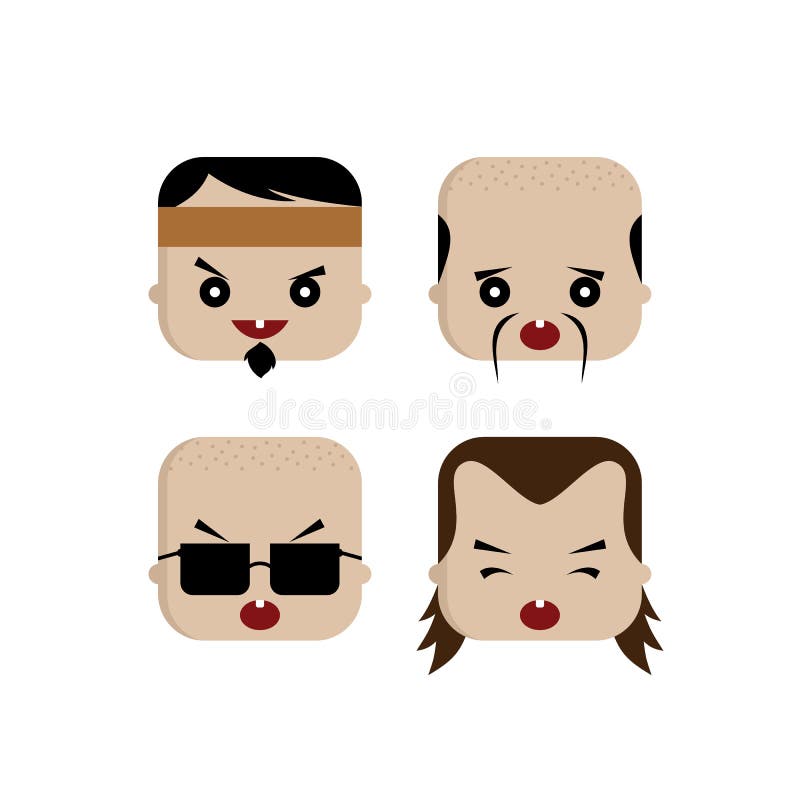 Square Shape Funny Expression Cartoon Head Stock Illustration ...