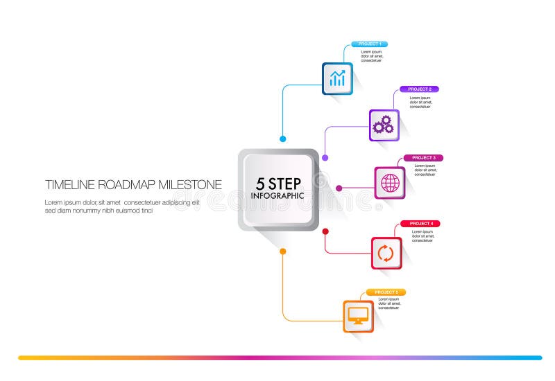 5 Square Shape Infographic Template Stock Illustration - Illustration ...