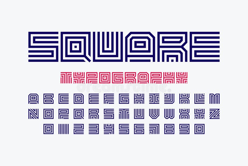 Square Shape Letters Linear Font Stock Vector - Illustration of thin ...