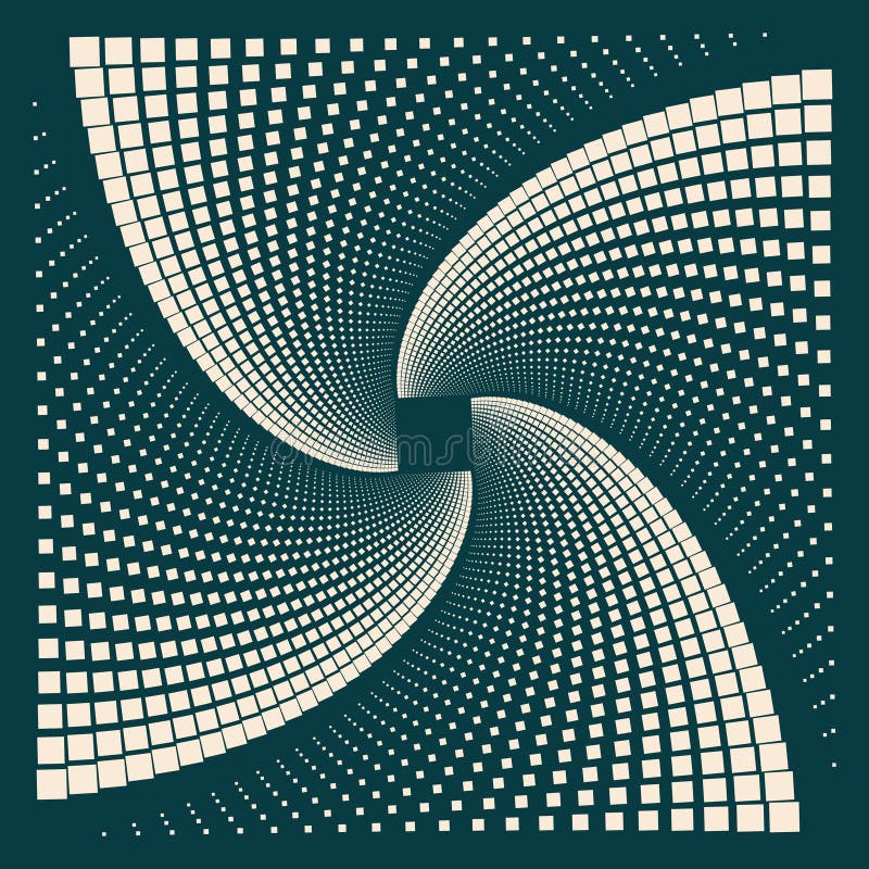 Square Shape with Little Squares in Halftone Spiral Effect Stock Vector ...