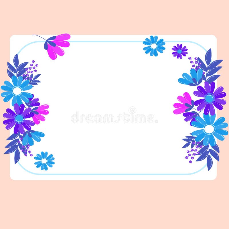 Square Shape Orange Color. Text Frame Surrounded with Assorted Flowers ...
