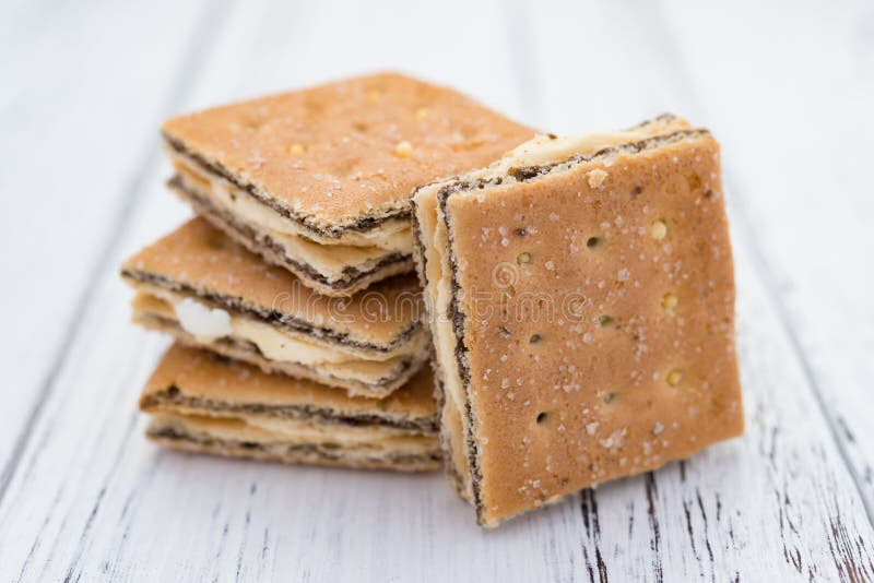 Square Biscuits Arranged In Pattern On Light Textured Background, Close ...