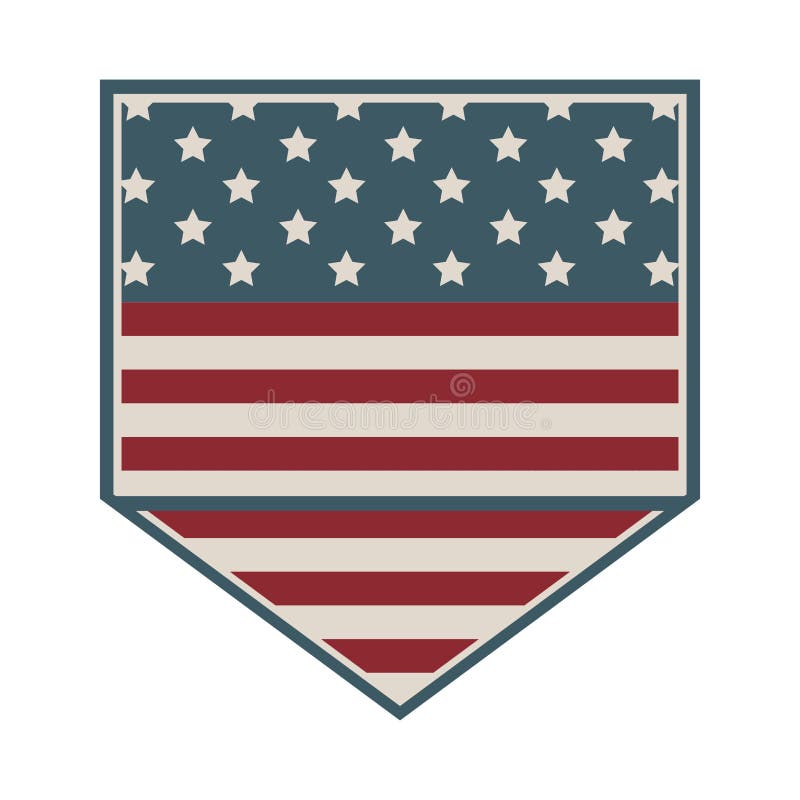 Square Shape of Shield with American Flag Icon Stock Illustration ...
