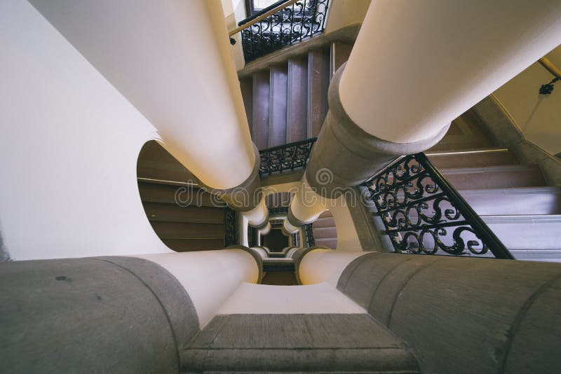 Square Shape Staircase in Ancient European Building Stock Photo - Image ...