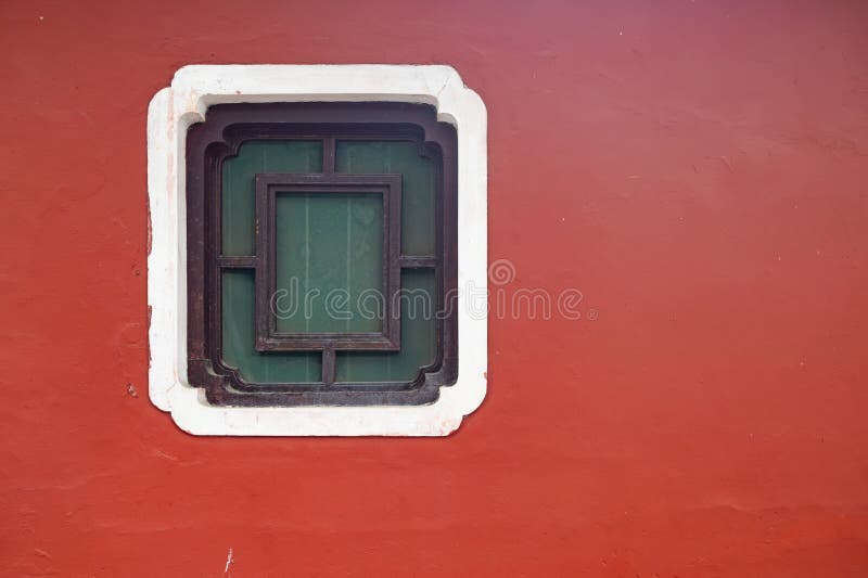 Square Shape Window on Red Wall Stock Photo - Image of pieces ...