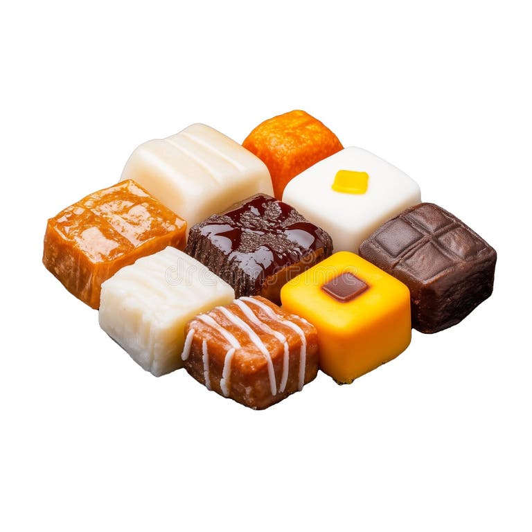 Square-shaped Assorted Pastries Arranged on a Transparent Background ...