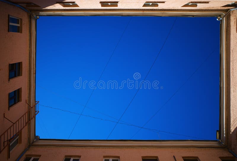Square Shaped Buildings Upward View Background Stock Photo - Image of ...