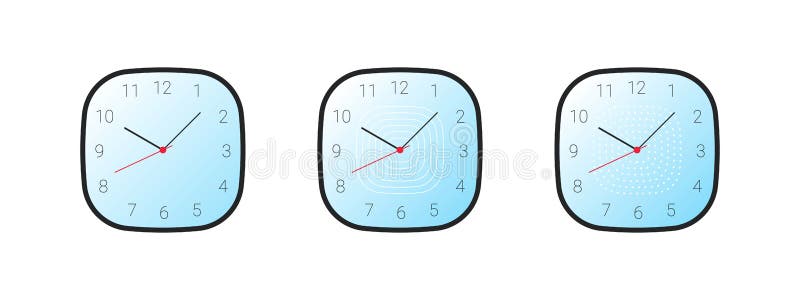 Square Shaped Clock. Time and Clock Icons. Simple Classic Wall Clock ...