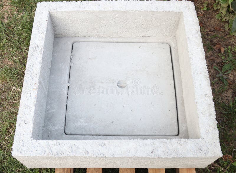 Square-shaped Concrete Manhole Extension Outdoors Stock Photo - Image ...