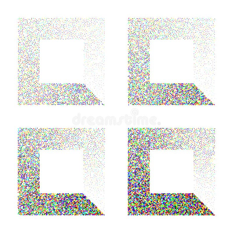 Square Shaped Dotted Objects, Stipple Elements. Stippling, Dotwork ...
