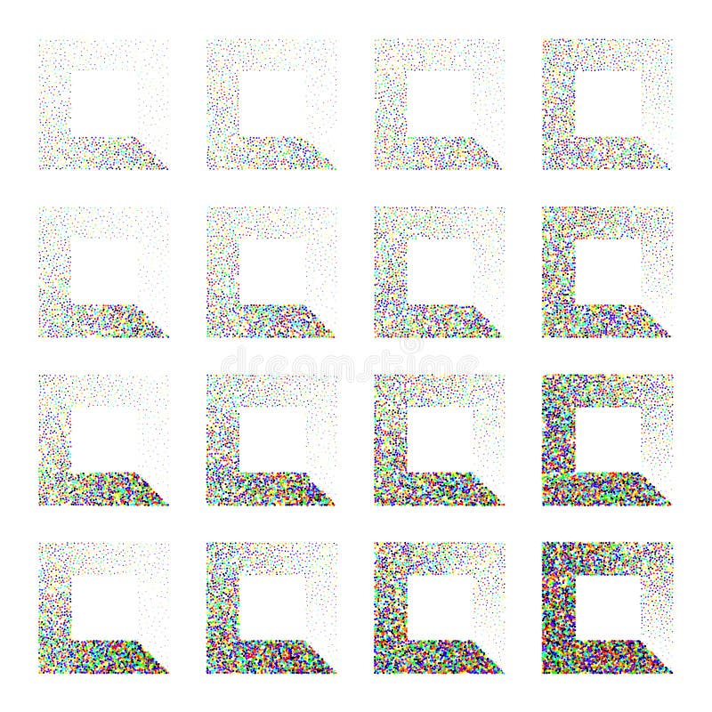 Square Shaped Dotted Objects, Stipple Elements. Stippling, Dotwork ...