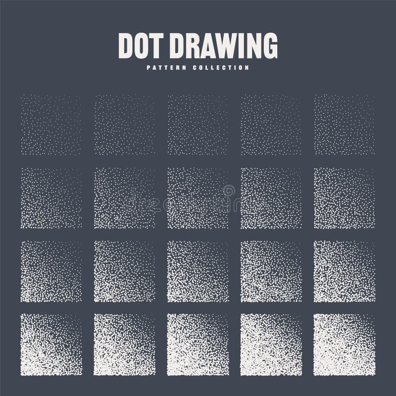 Square Shaped Dotted Objects, Stipple Elements. Stippling, Dotwork ...