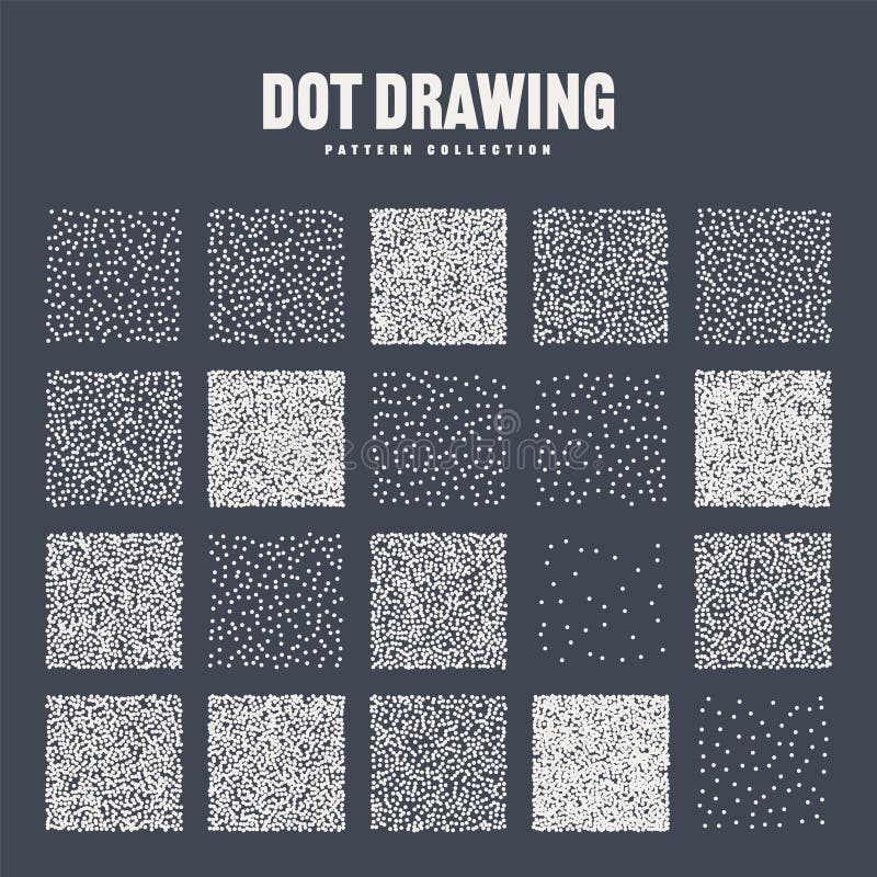 Square Shaped Dotted Objects, Stipple Elements. Stippling, Dotwork ...