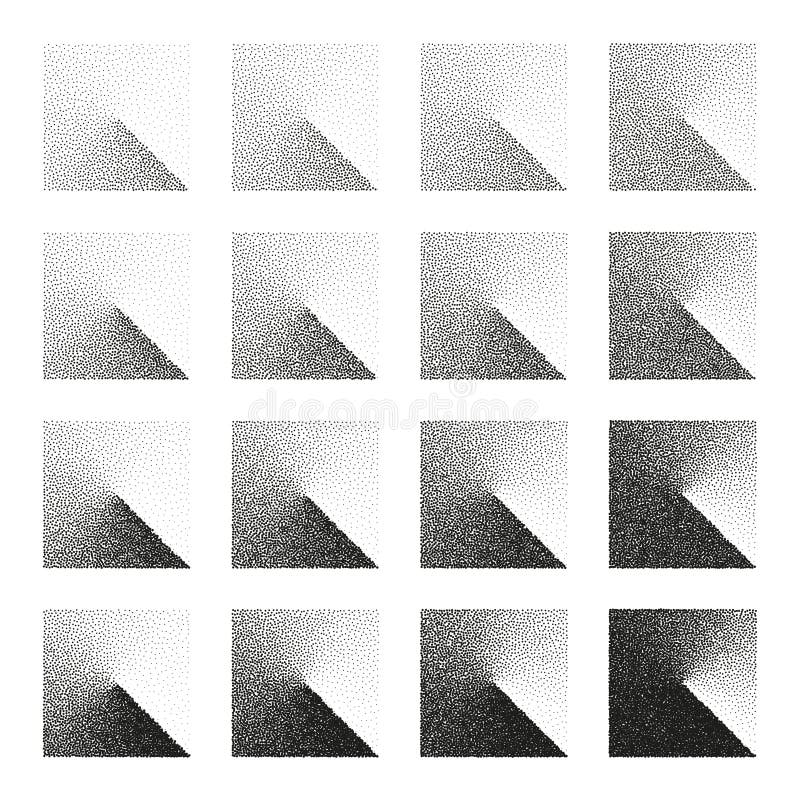 Square Shaped Dotted Objects, Stipple Elements. Stippling, Dotwork ...