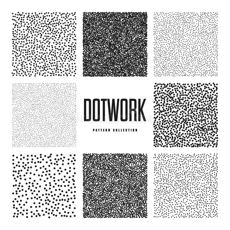 Square Shaped Dotted Objects, Stipple Elements. Stippling, Dotwork ...