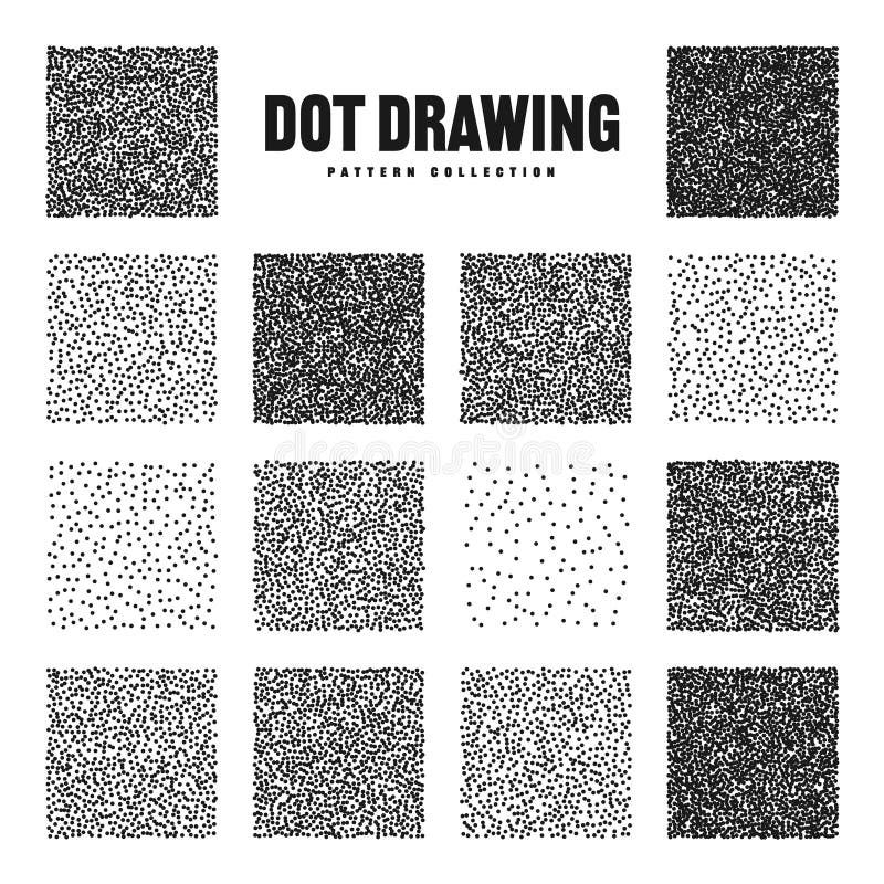 Square Shaped Dotted Objects, Stipple Elements. Stippling, Dotwork ...
