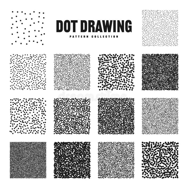 Square Shaped Dotted Objects, Stipple Elements. Stippling, Dotwork ...